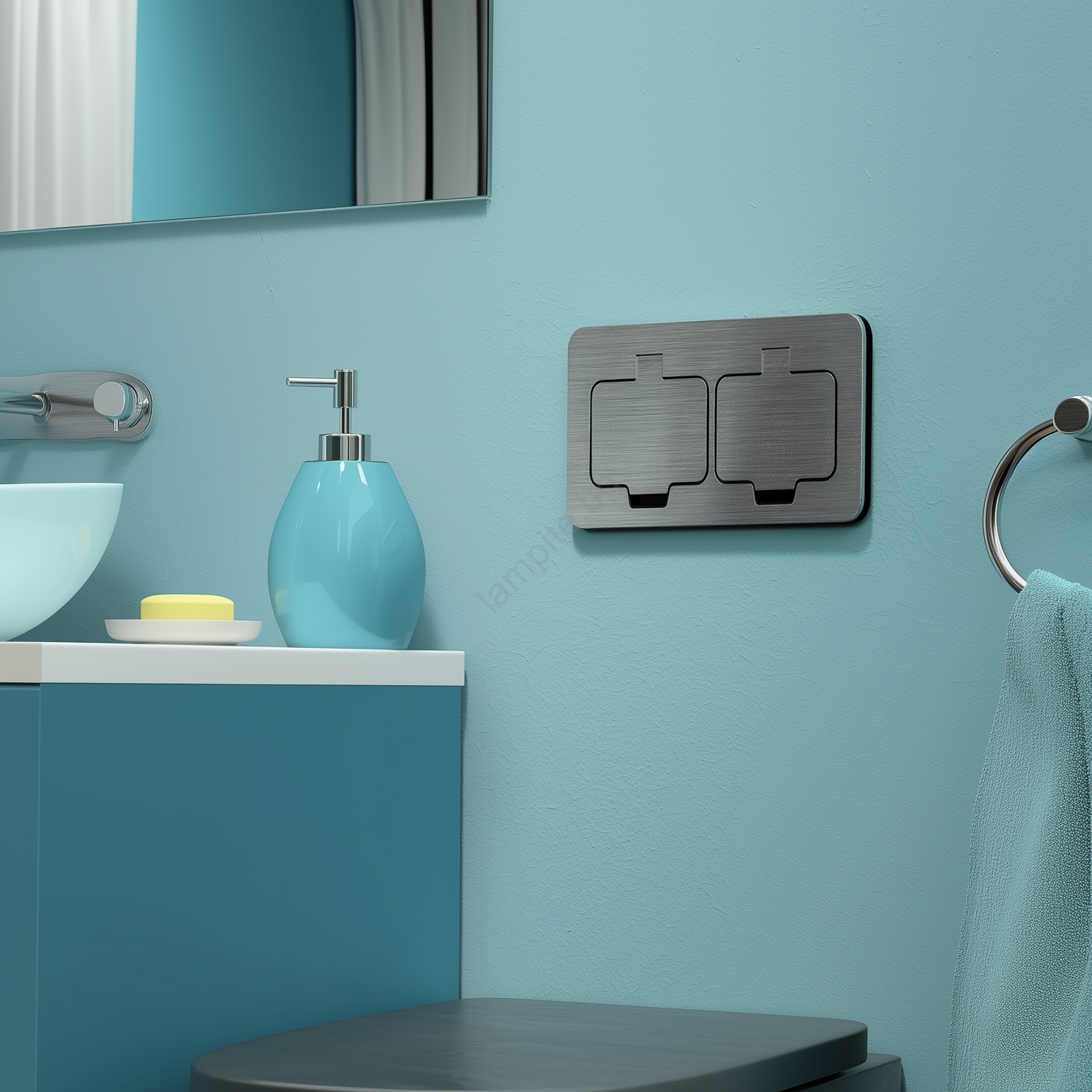 Brilagi - Екстериорен вграден под двоен контакт IP55 матов хром ...