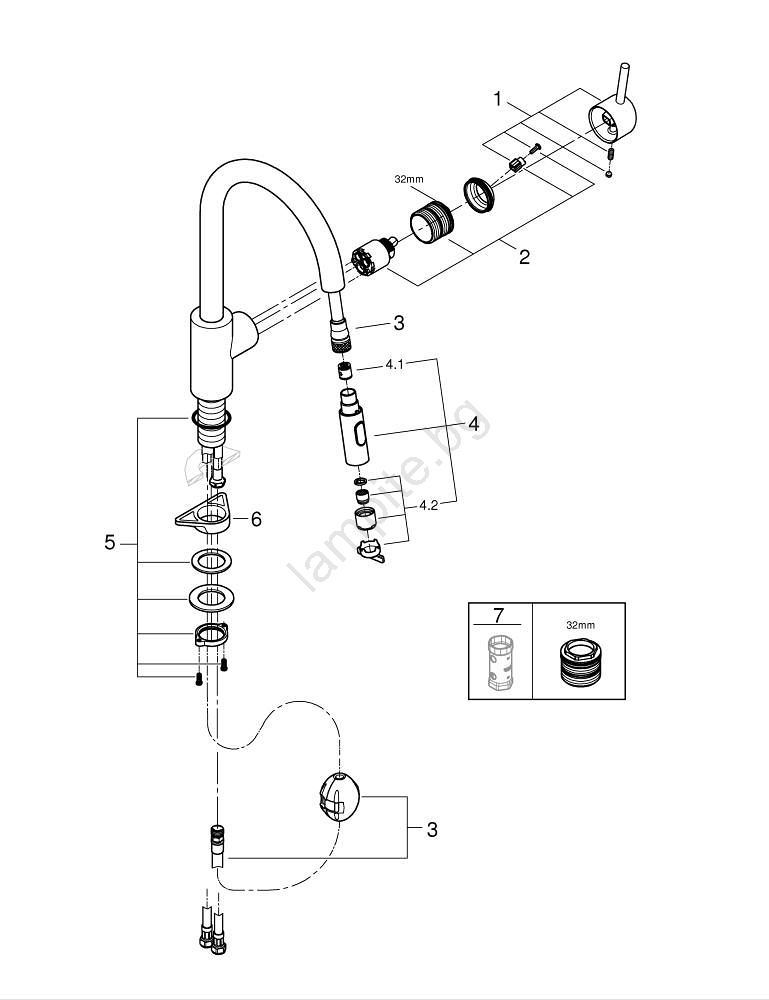 GROHE 31483DC2 - Смесител за кухненска мивка CONCETTO, неръждаема ...