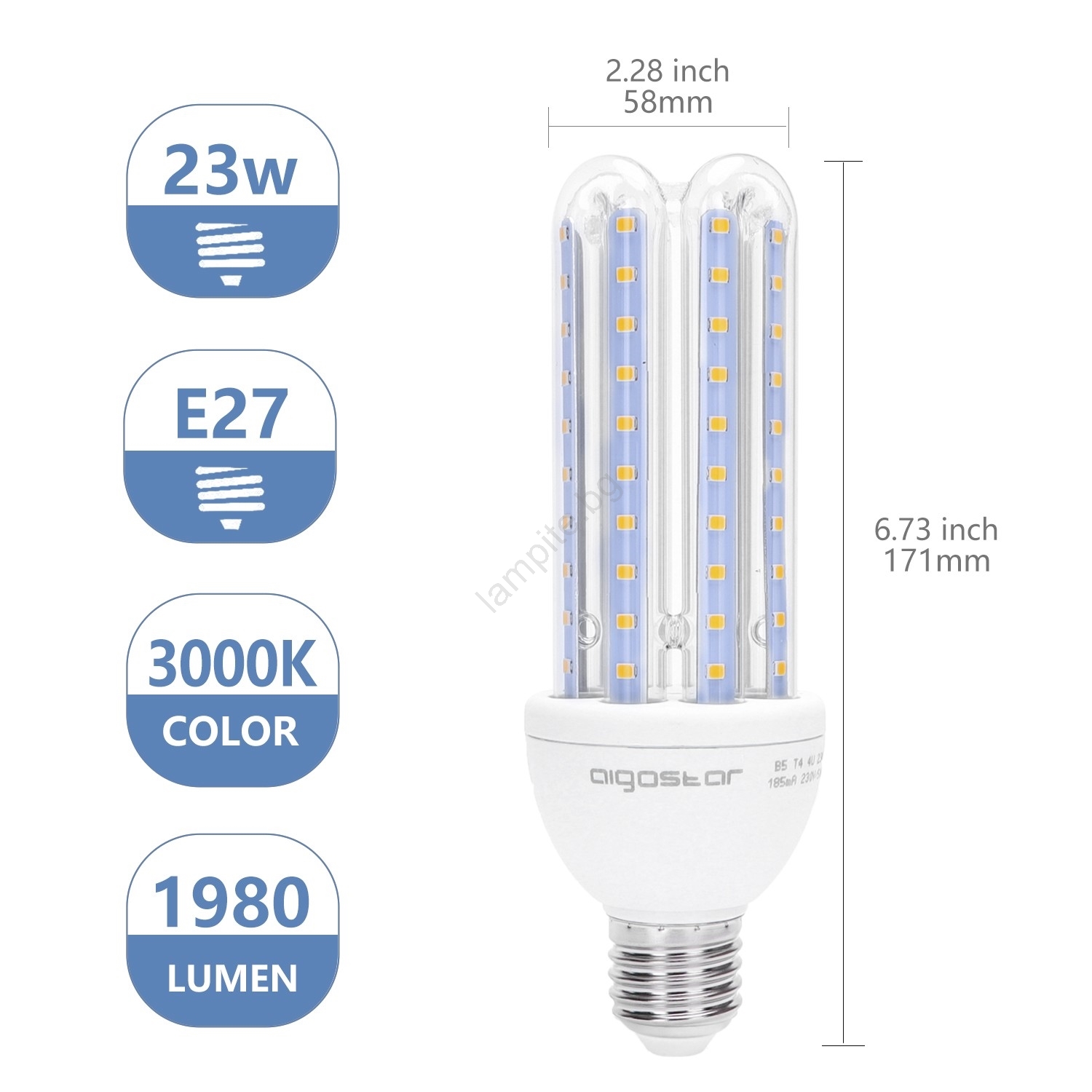 LED Крушка E27/23W/230V 3000K - Aigostar | Lampite