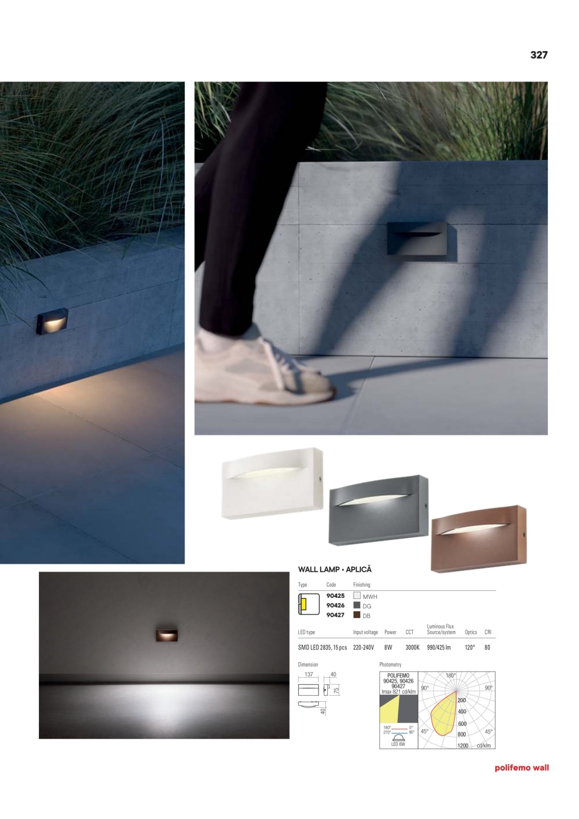 Redo 90425 - LED Екстериорен аплик POLIFEMO LED/8W/230V IP65 бял | Lampite